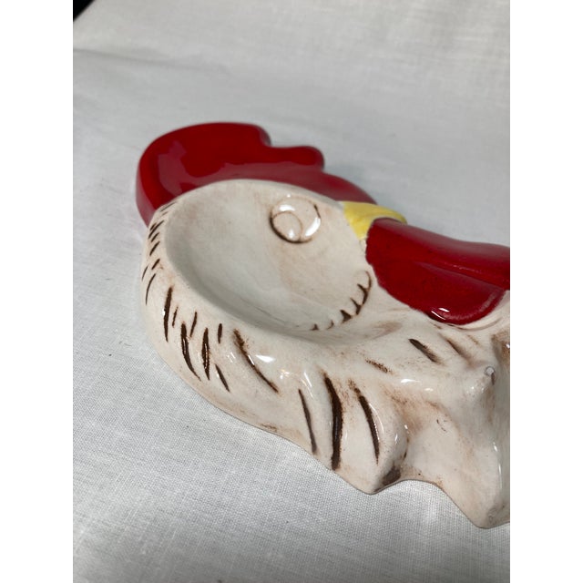 Vintage 1960s Hand Painted Ceramic Rooster Spoon Rest | Chairish