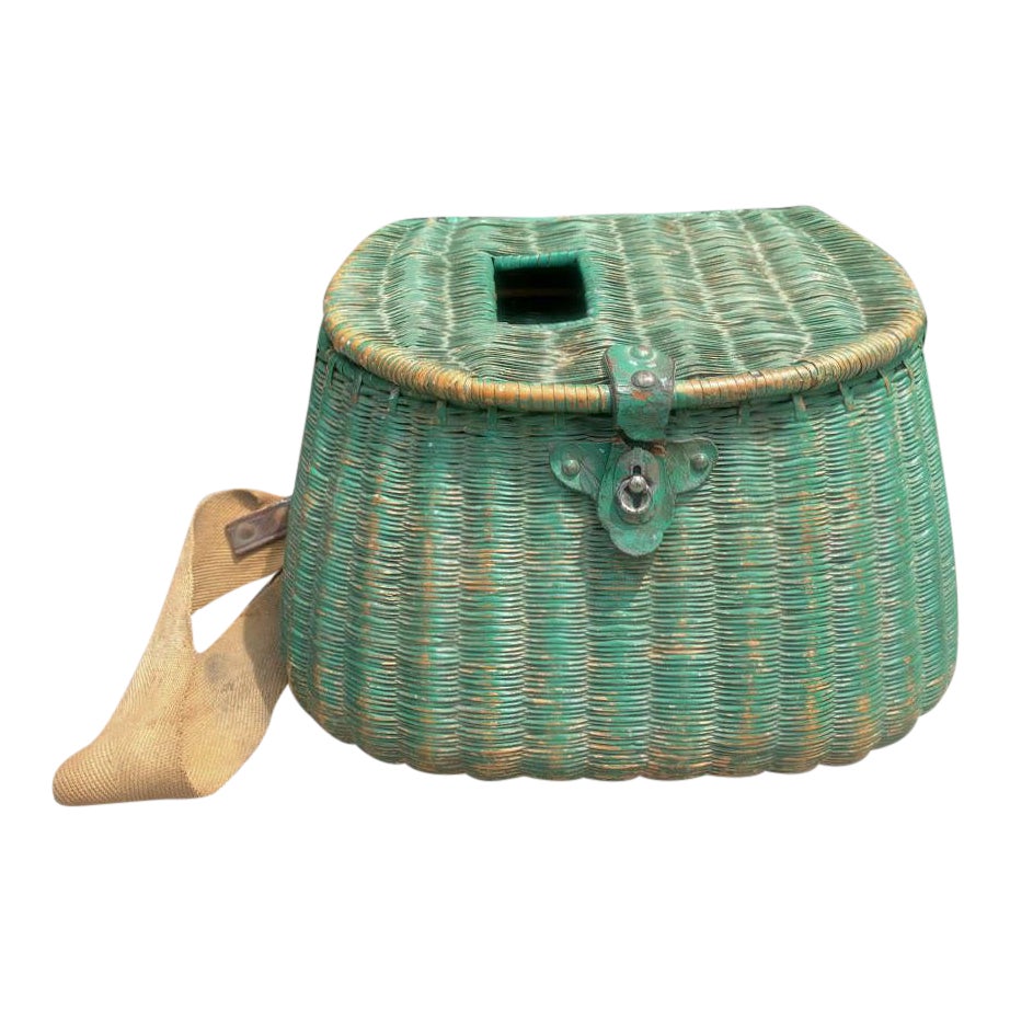 Vintage Wicker Fishing Creel | Chairish