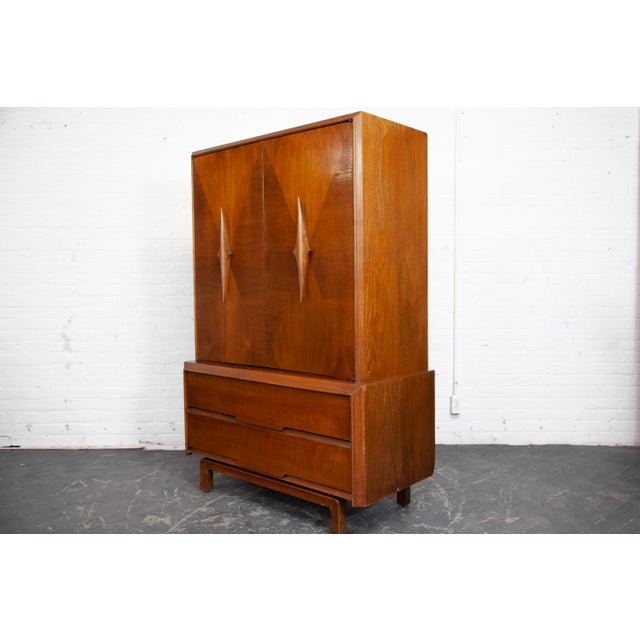 1960s Vintage Tall Walnut Sculptural Brutalist Style Highboy Wardrobe ...