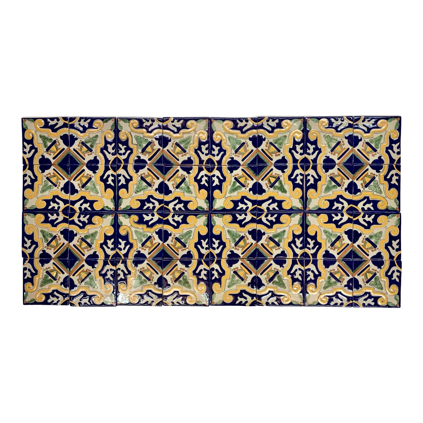 Original Talavera Blue & Yellow Tiles - Set of 36 | Chairish
