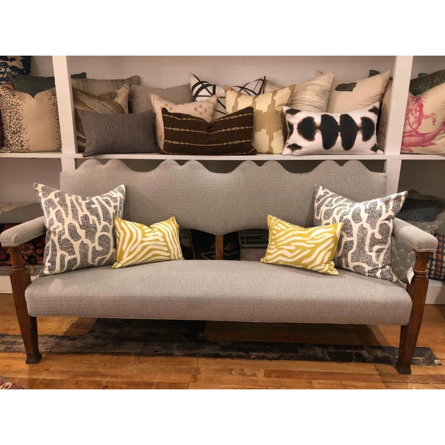 Antique Camel Back Bench With New Crypton Upholstery | Chairish