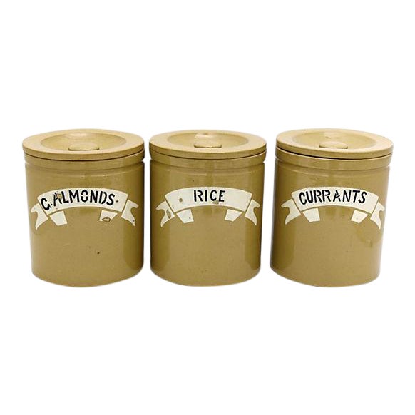 19th-c. Stoneware Kitchen Canisters, - Set of 3 | Chairish