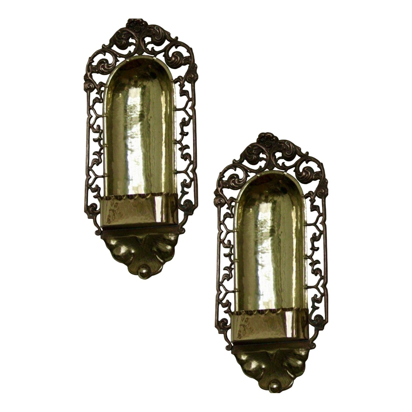 Antique Swedish Arts & Craft Copper & Brass Sconces, Set of 2 | Chairish