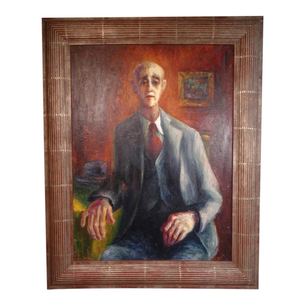 Circa 1940s "Portrait of an Old Friend" Oil Painting by Burr Singer ...