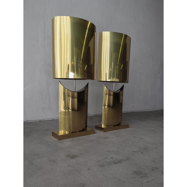 Monumental Pair of Brass Table Lamps by Curtis Jere | Chairish