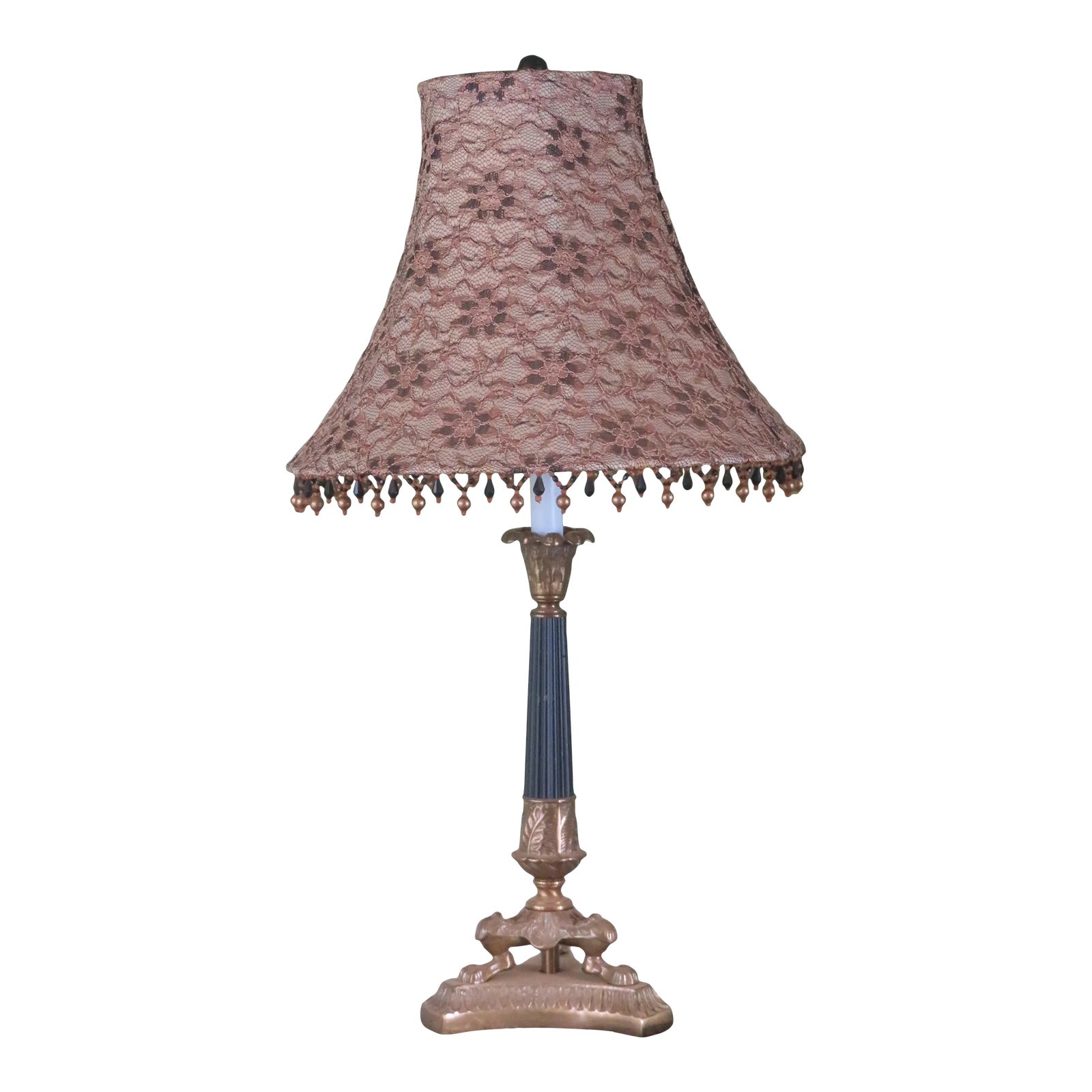 Vintage Pillar Table Lamp With Greek or Roman Column Design and Lace ...