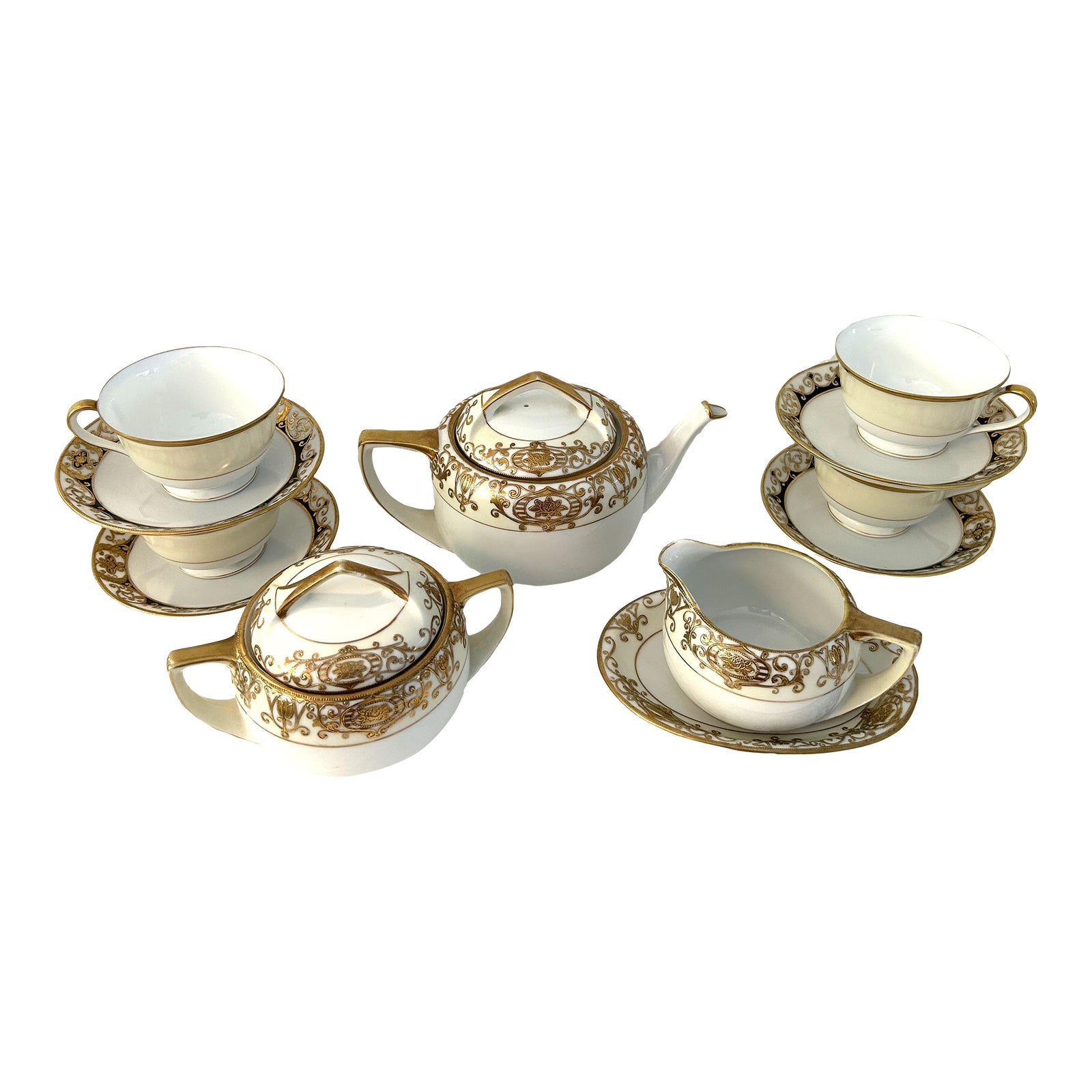 Mid-Century Noritake 24k Tea Set, Service for 4 | Chairish