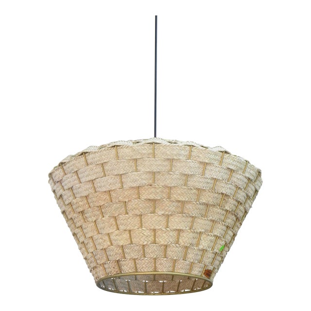 Early 21st Century Handwovean Bohemian Natural Fiber Raffia Pendant ...