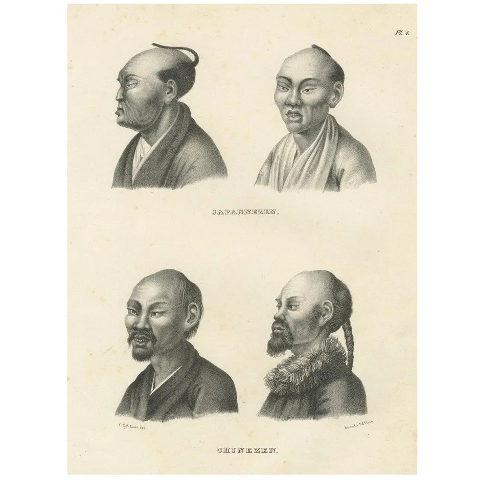 Karl Joseph Brodtmann, Japanese and Chinese Men, 1836, Paper | Chairish