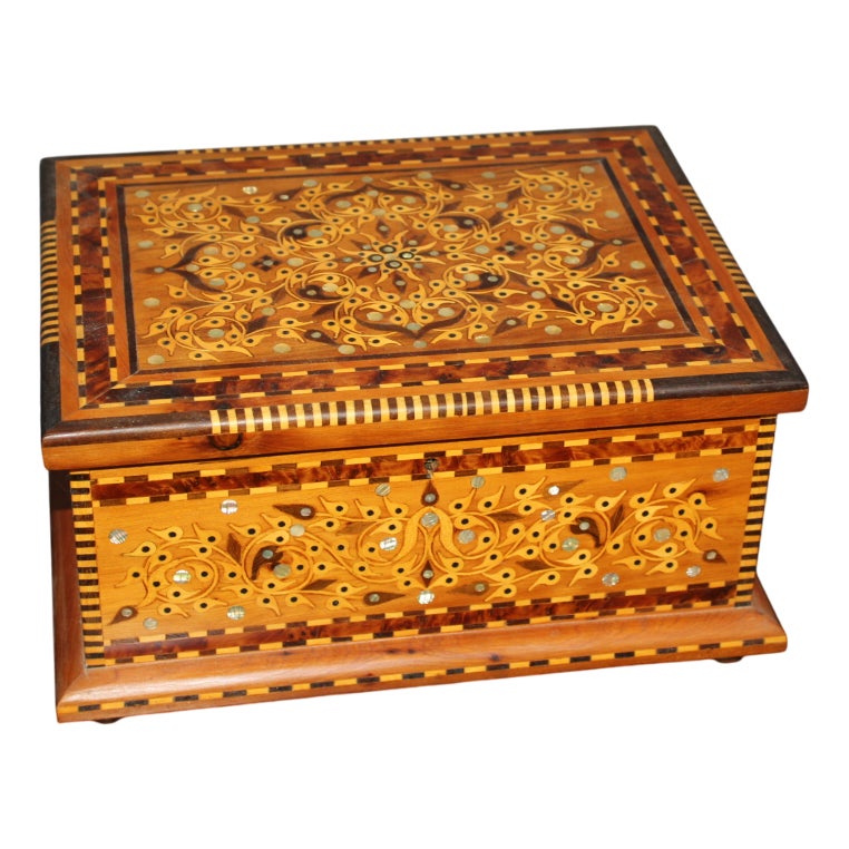 Moroccan Box in Thuja and Maple Marquetry, 1990s | Chairish