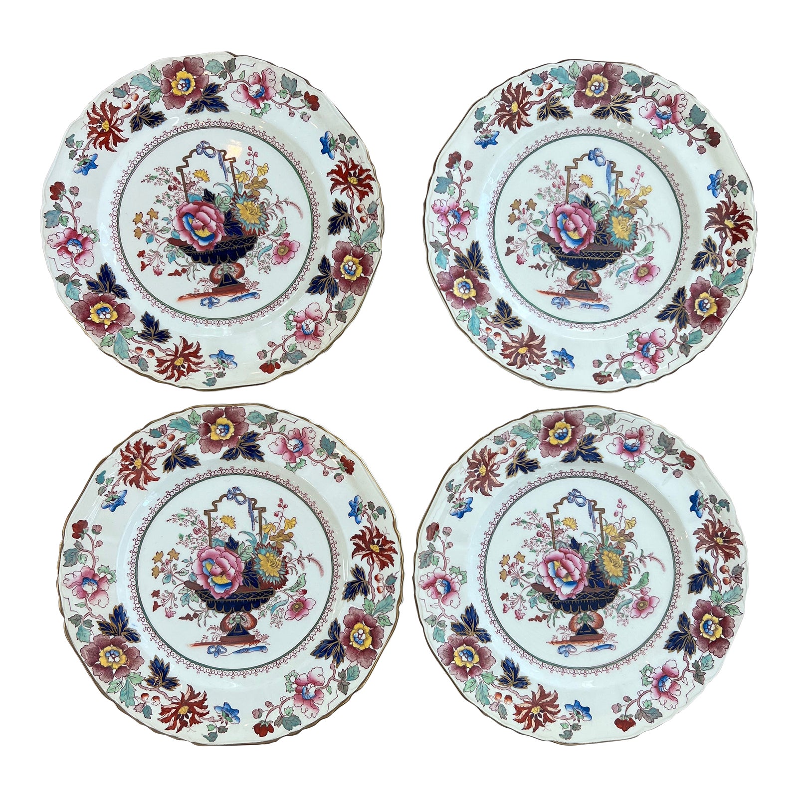 Antique English Masons Ironstone Dinner Plates - Set of 4 | Chairish