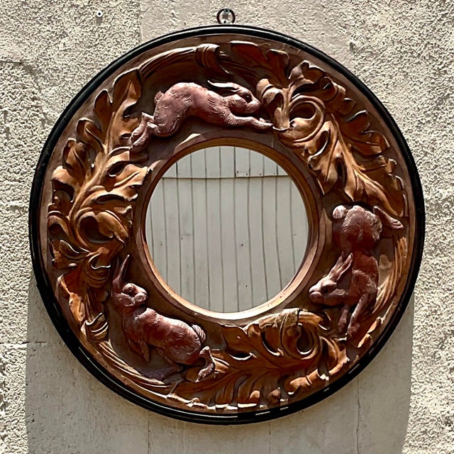 Vintage Boho Molded Resin Rabbit Mirror | Chairish