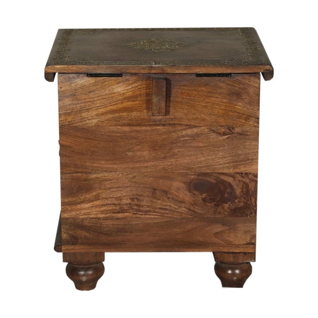 Solid Wood Chest With Brass Accents | Small 18" Wide End Table With ...