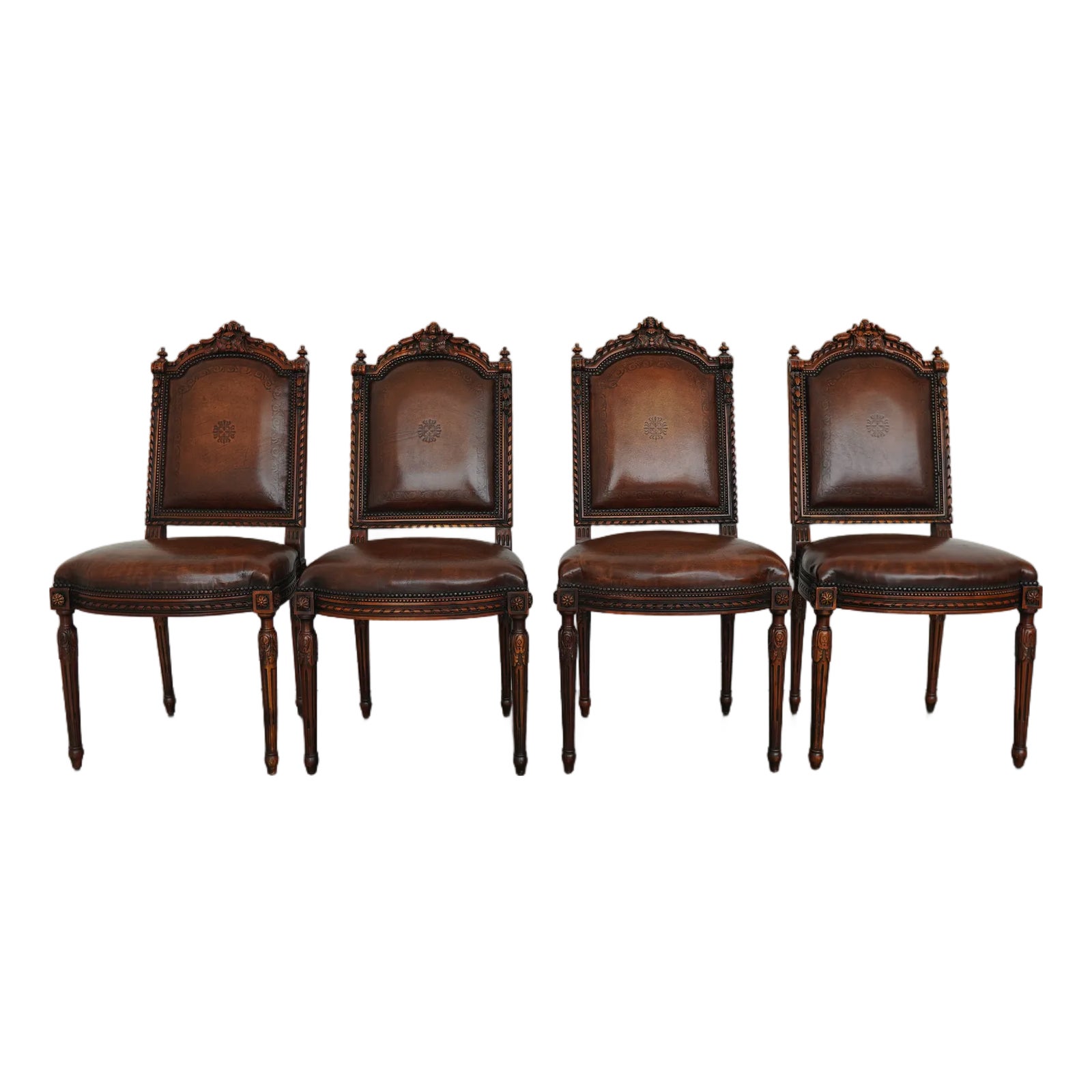 Vintage Theodore Alexander Leather Dining Chairs (Set of 4) | Chairish