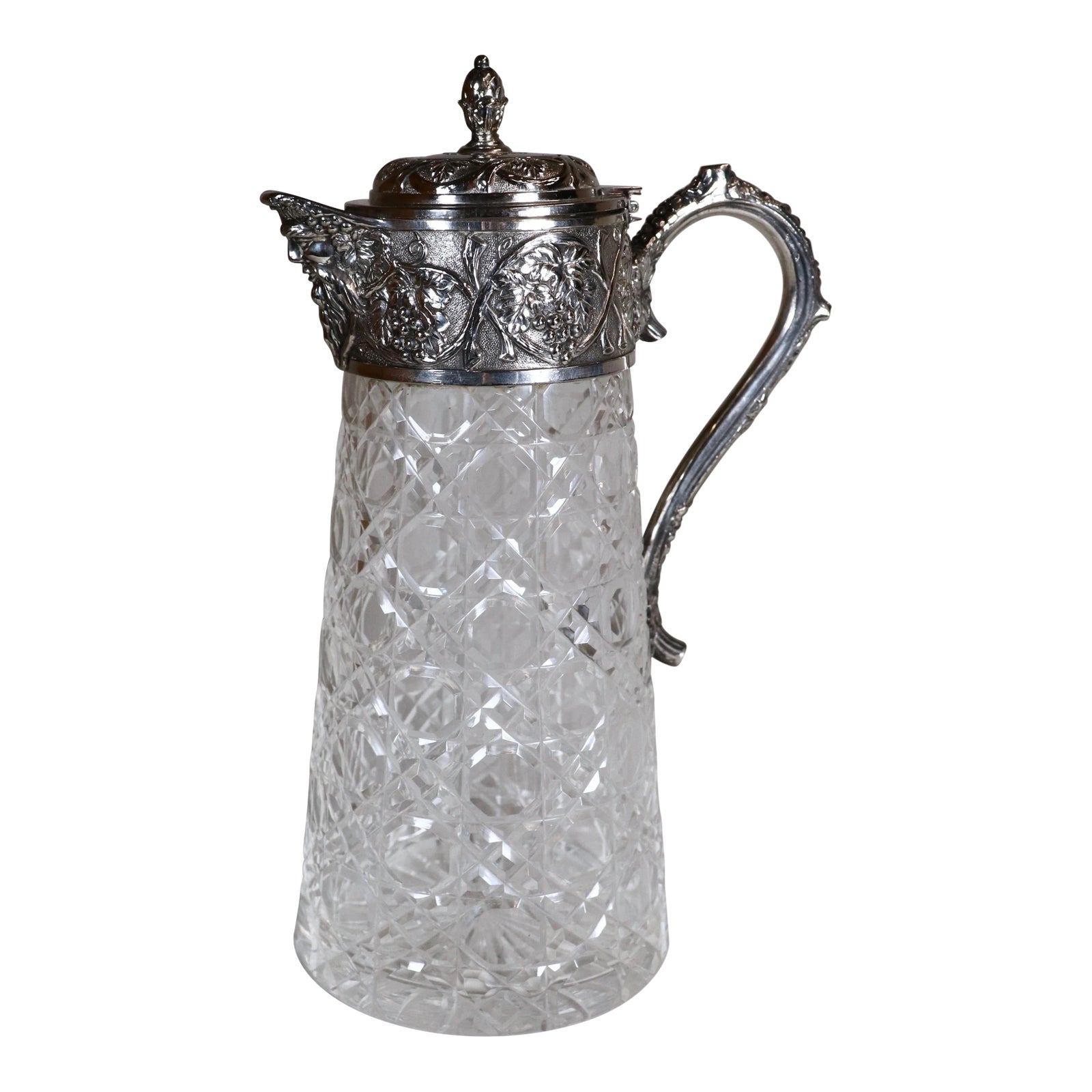 1920s Silver Plated and Crystal Carafe Decanter | Chairish