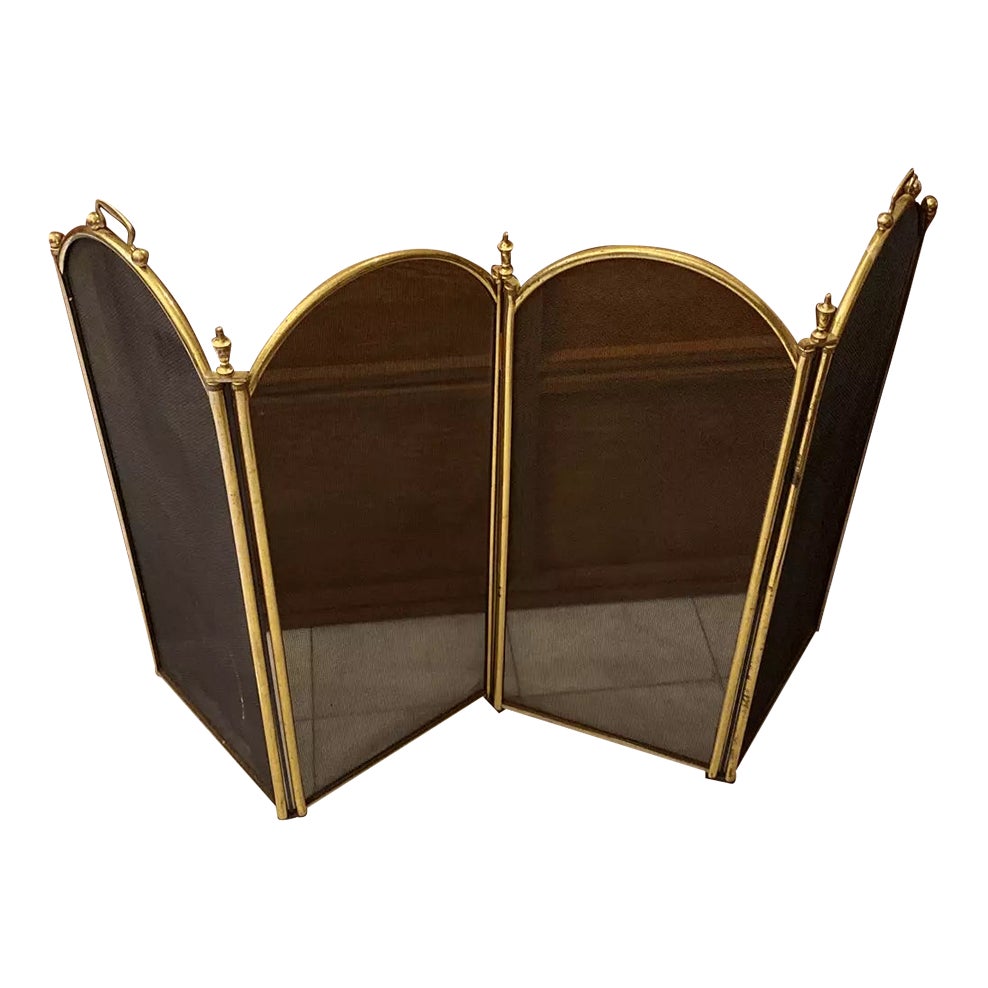 Vintage 4 Fold Screen Free Standing Solid Brass and Metal | Chairish