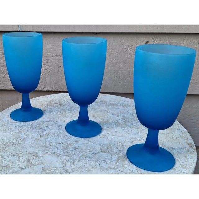 Vintage Frosted Glass Goblet Set - a Trio | Chairish