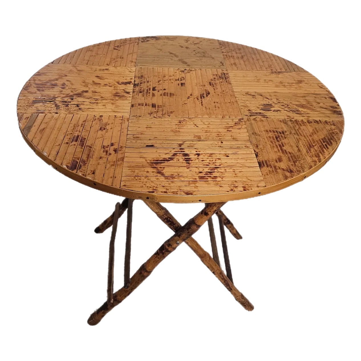 Late 20th Century Mid-Century Faux Tortoise Bamboo Folding Side Table ...