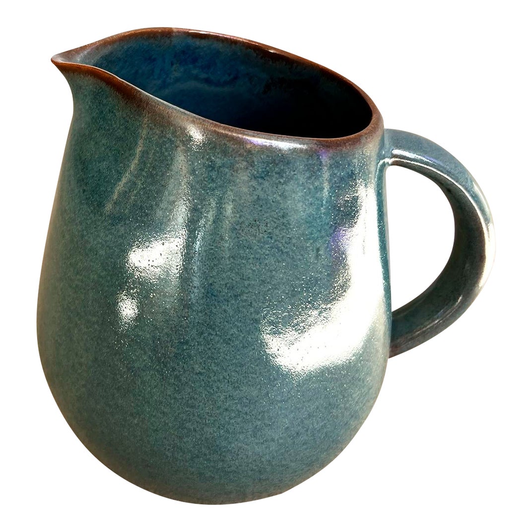 Prussian Blue Handmade Ceramic Pitcher | Chairish