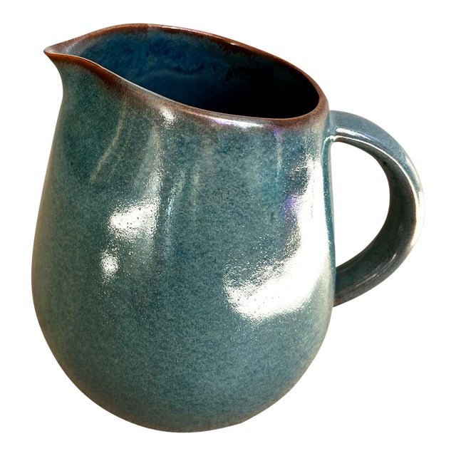 Prussian Blue Handmade Ceramic Pitcher | Chairish