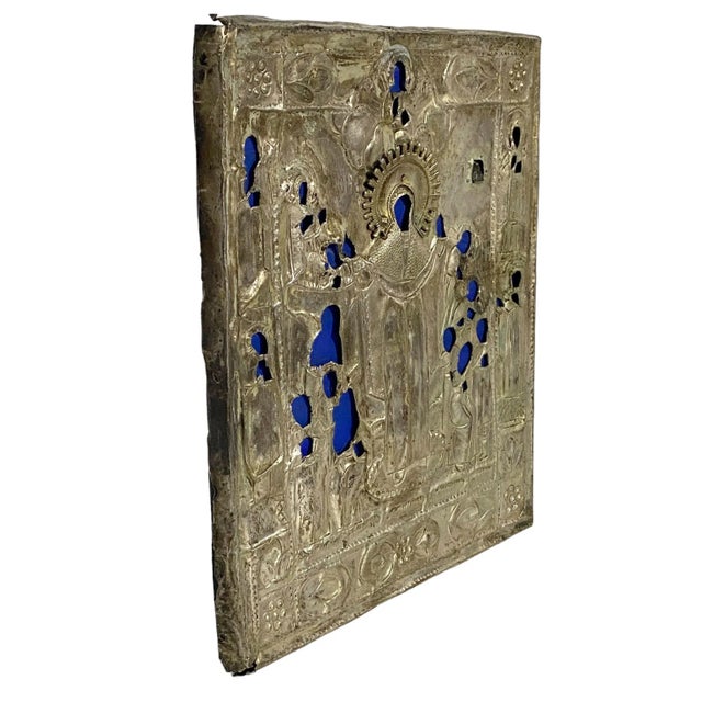 Antique Russian Silver Icon Riza / Oklad 12" H | Chairish