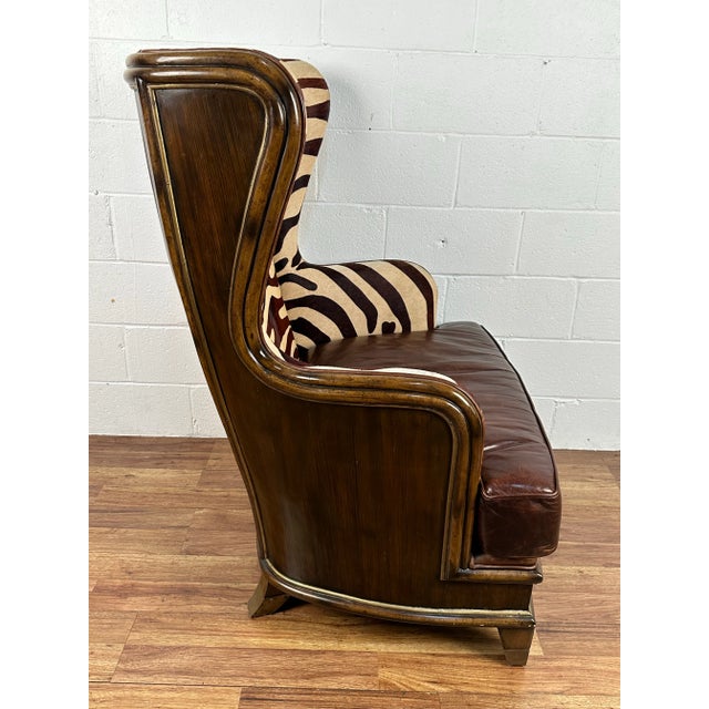 Maitland - Smith Wingback Cowhide Zebra Print Leather Lounge Chair ...