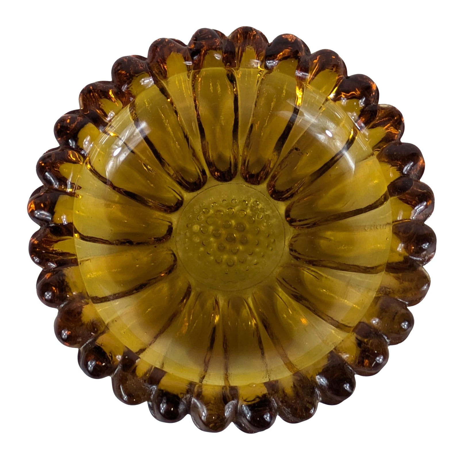 1970s Hazel-Atlas Amber Yellow Sunflower Ashtray | Chairish