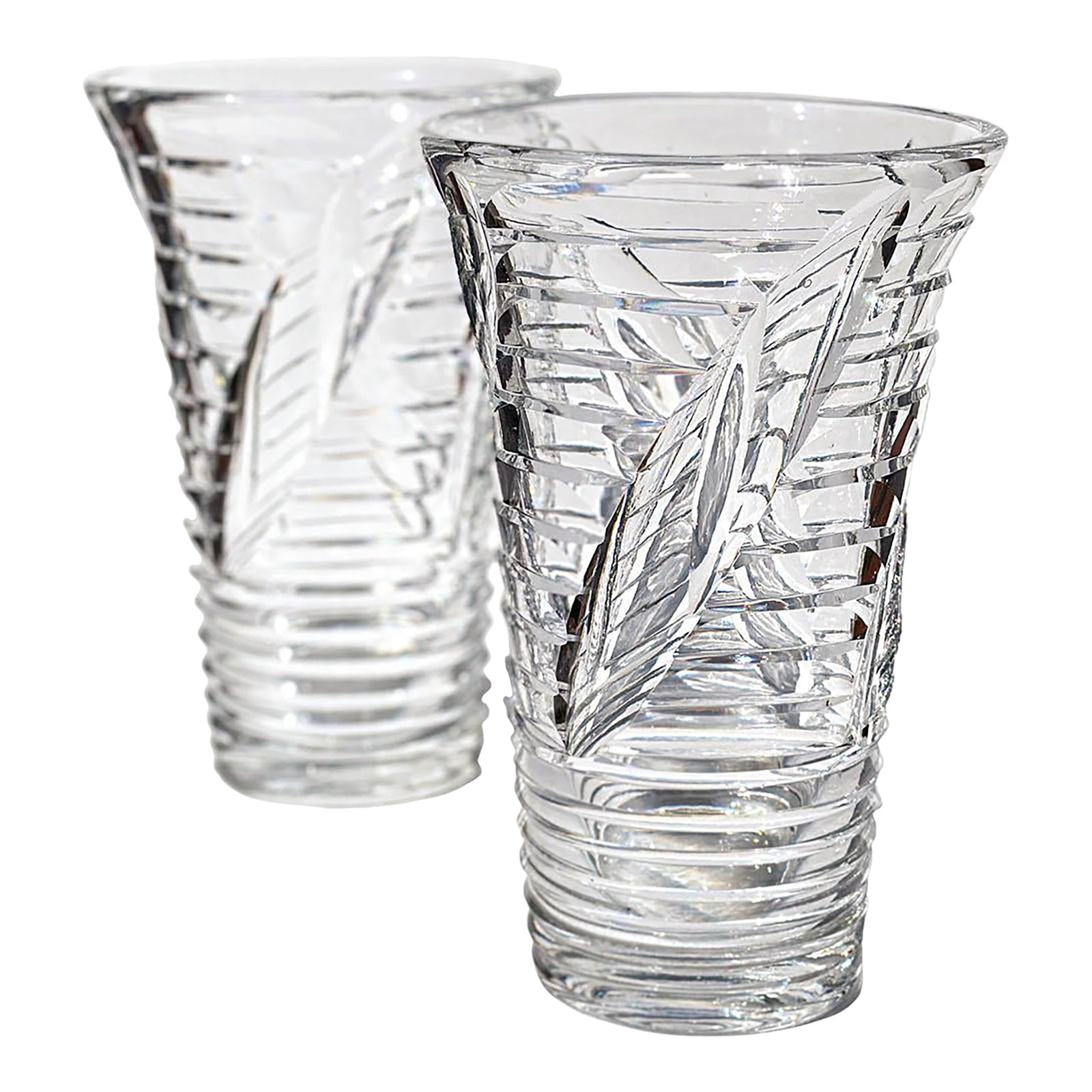 1920s Webb England Cut Prism Optic Art Deco Moderne Crystal Vases-a ...