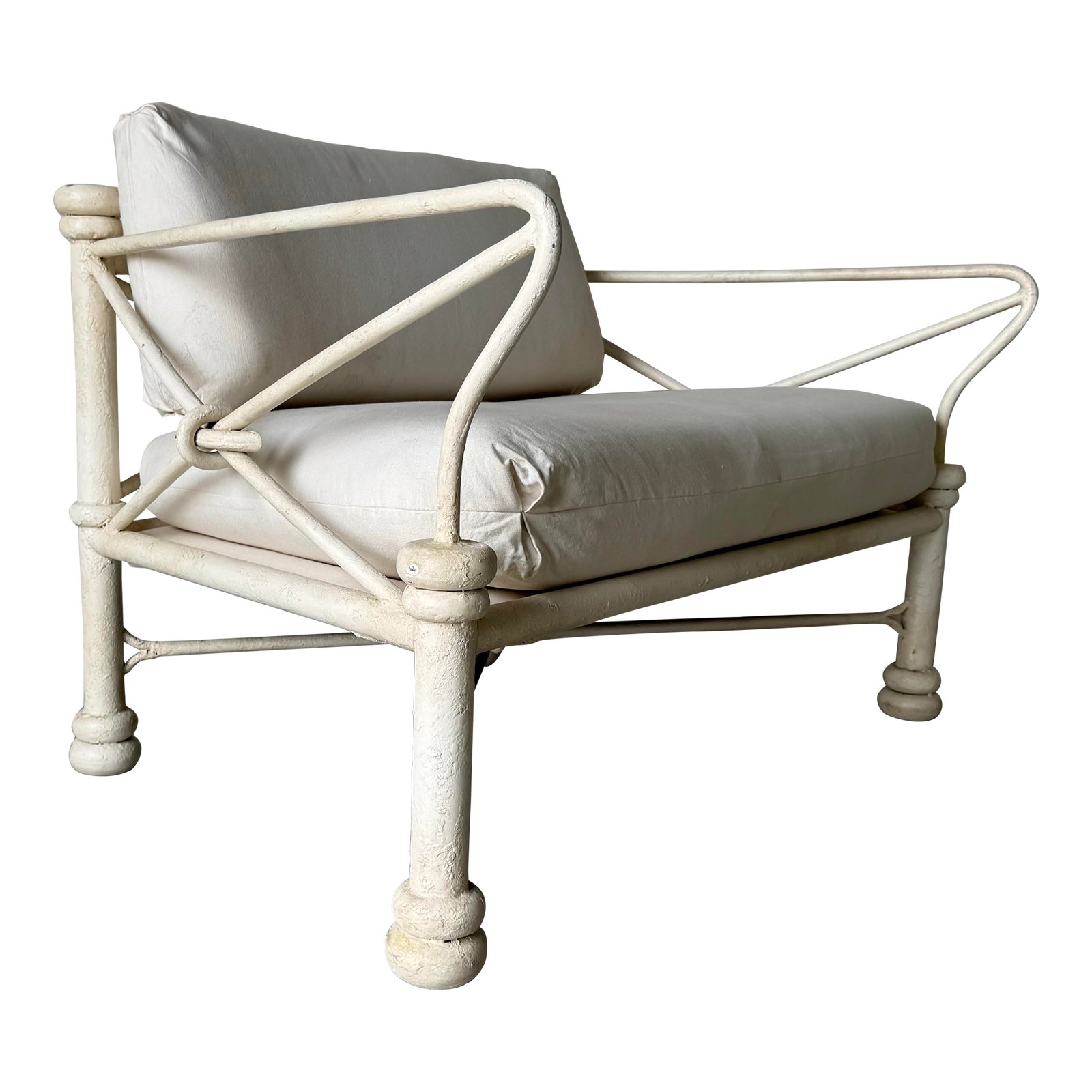 80's Postmodern Sculptural Metal Frame Loveseat | Chairish