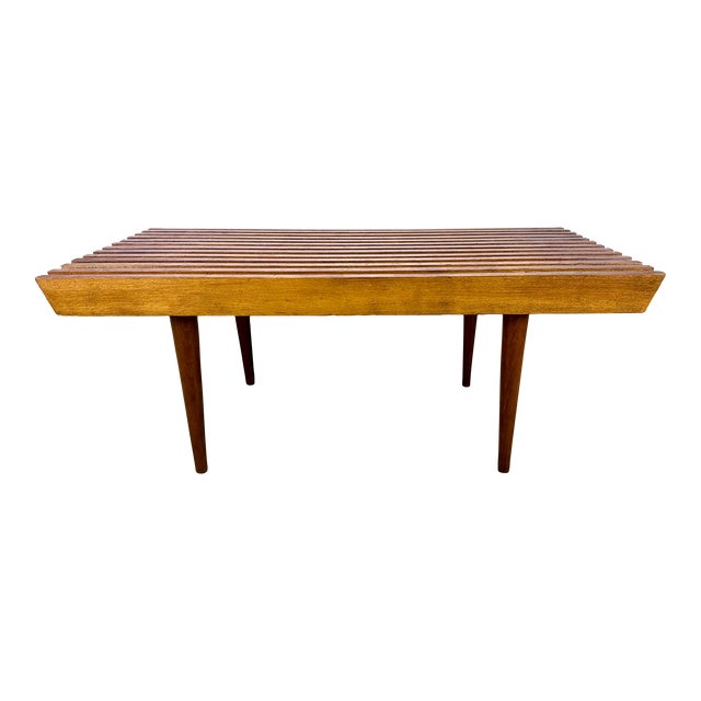 Mid Century Modern George Nelson Style Slat Bench | Chairish