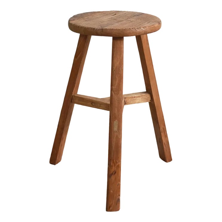 Rustic Round Top Stool, 1950s | Chairish