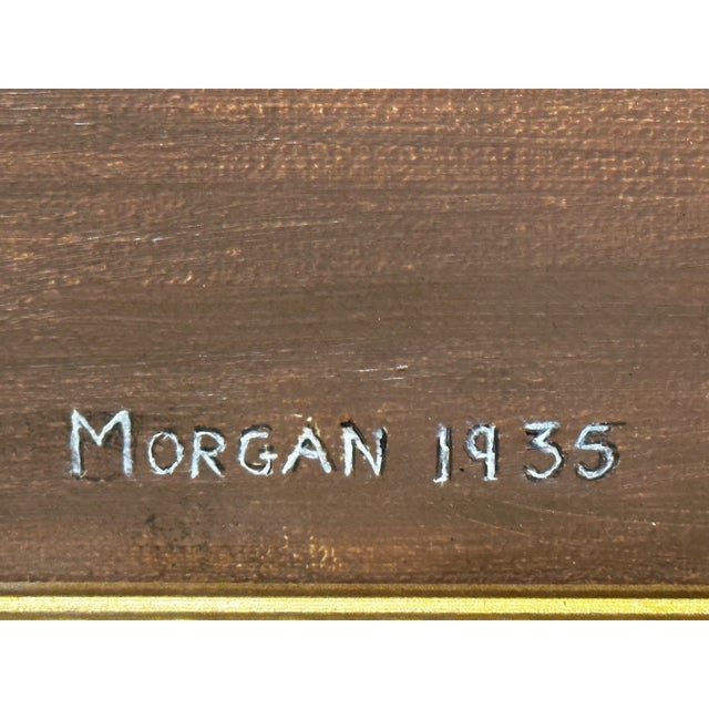 Vintage British Oil Painting of a Red Morgan 1935 V-Twin Three Wheeler ...