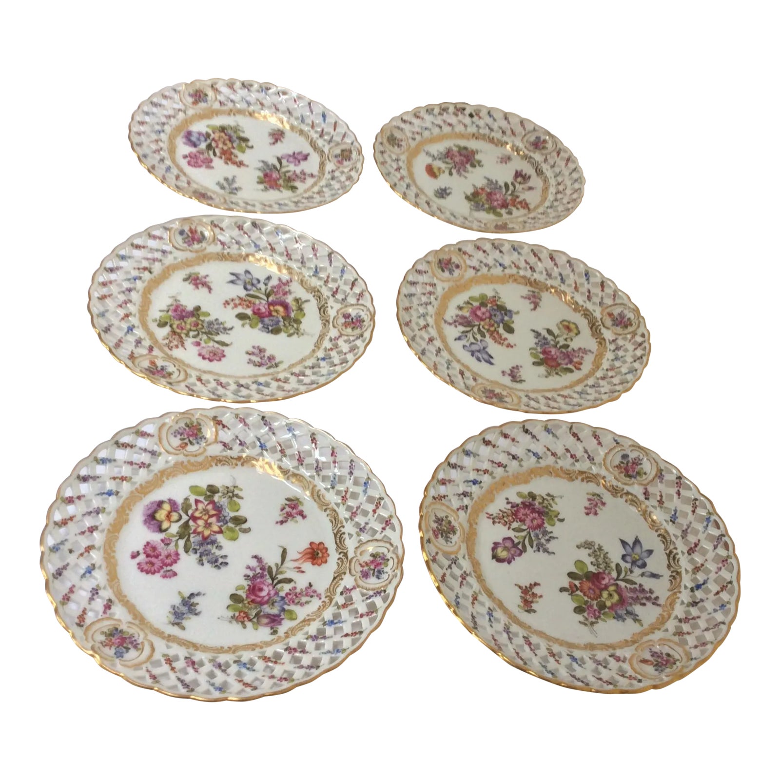 Antique European Porcelain Plates - Set of 6 | Chairish