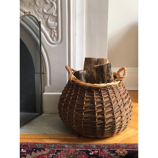 Large Triple-Weave Pear-Shaped Storage / Kindling Basket | Chairish