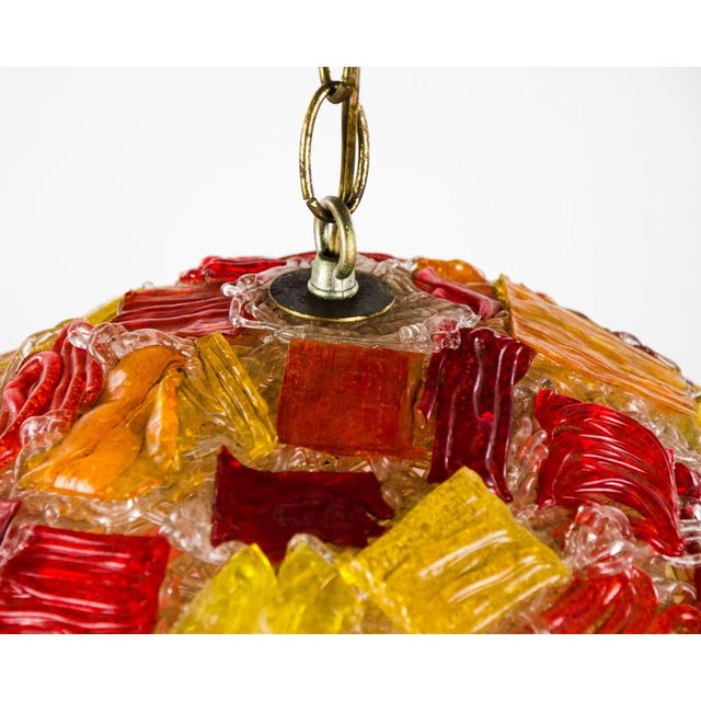 Mid-Century Modern Red Orange and Yellow Swag Pendant Light | Chairish