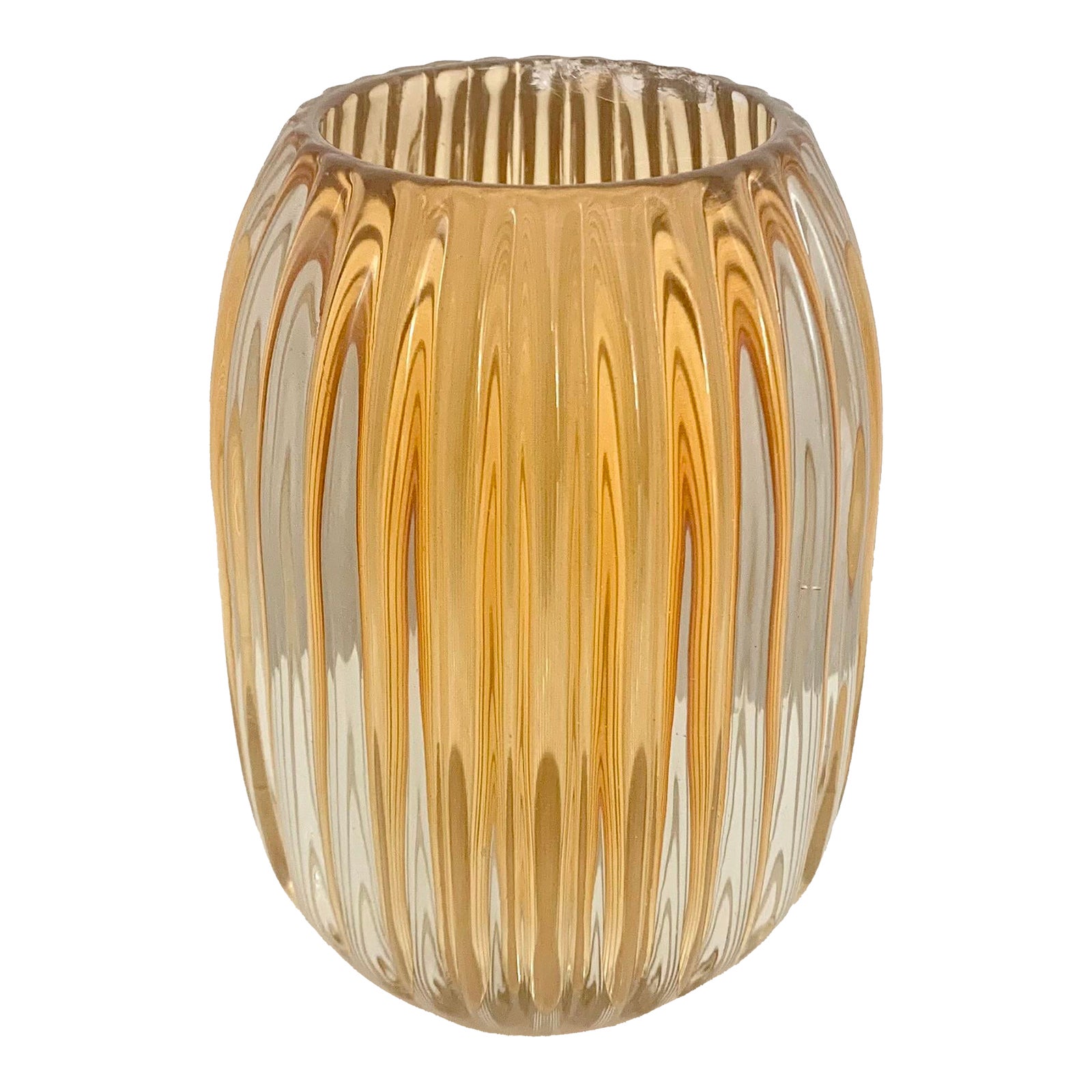 Vintage Modern Heavy Amber Glass Small Vase / Pencilholder | Chairish