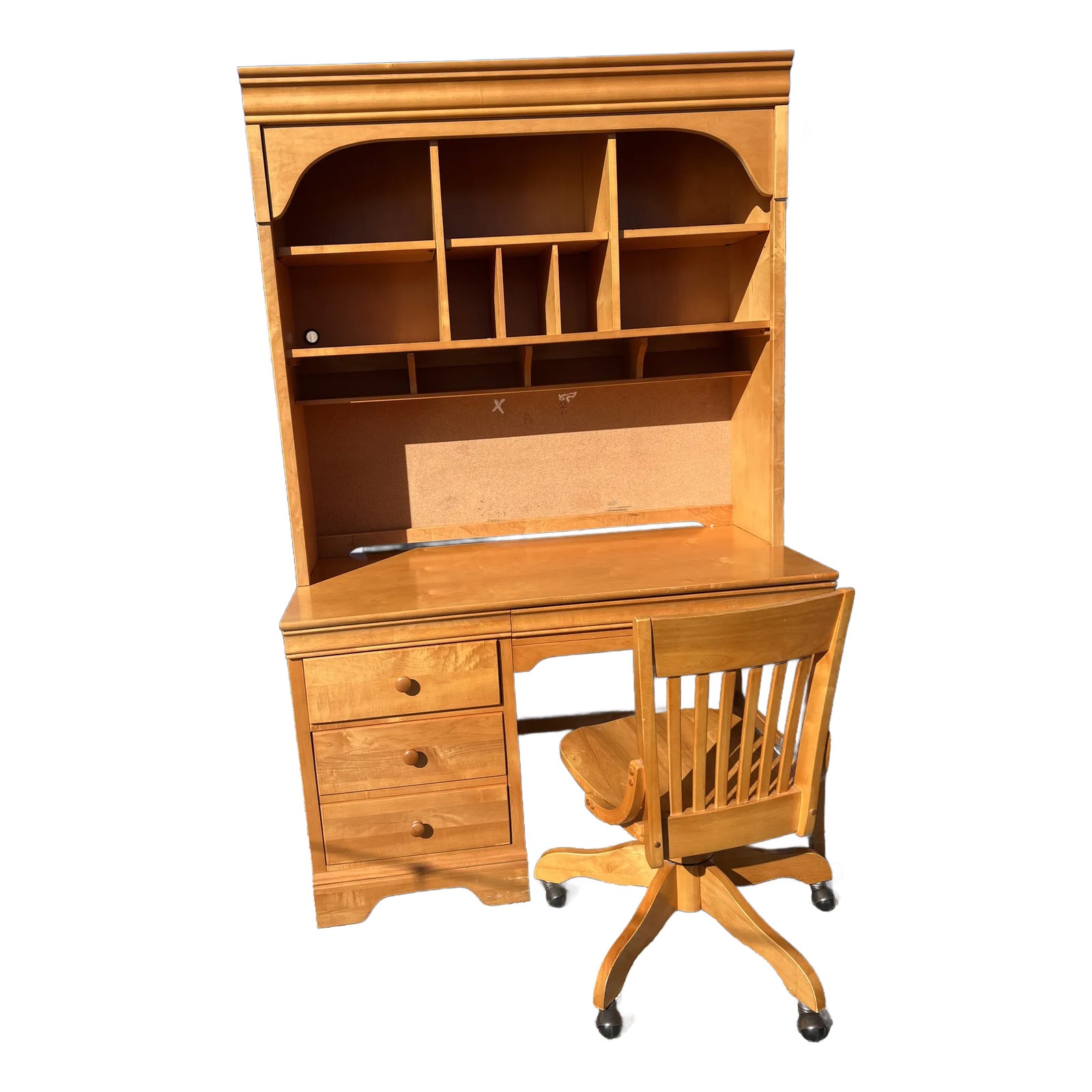 Stanley 1990 Computer Desk, Hutch and Chair - Set of 3 | Chairish