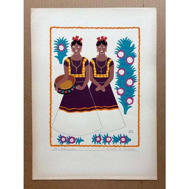 Carlos Mérida Silkscreen Print, "Tehuanas... Oaxaca" in 16" x 20" Mat ...