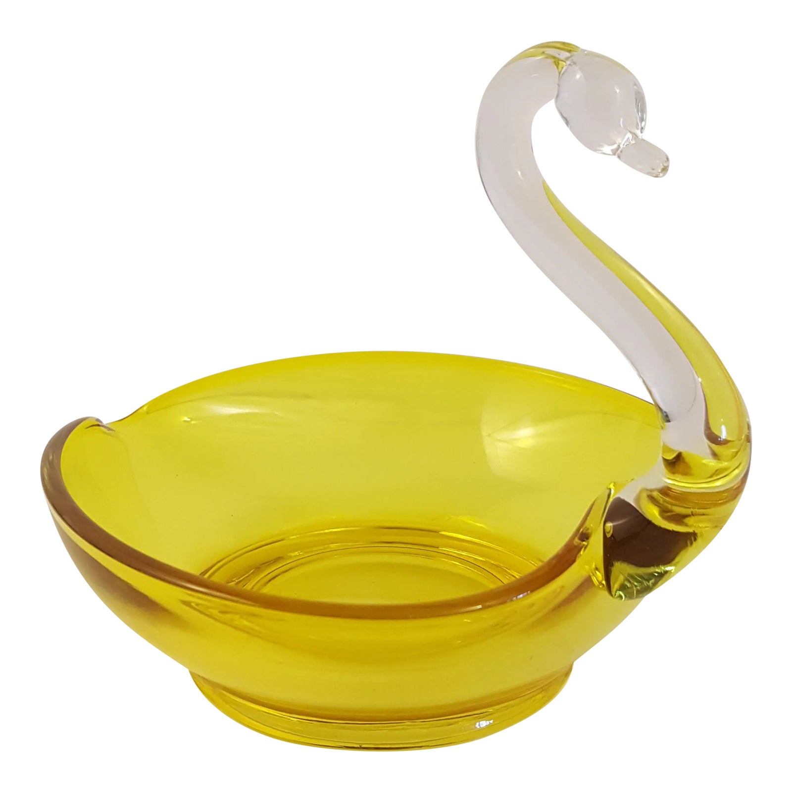 1940s Yellow Duncan Miller Paul Mall Swan Dish | Chairish