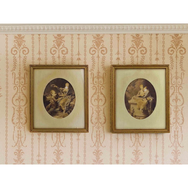 Antique Hand Painted Hand Tinted Color Engraving Framed Intaglio Prints ...