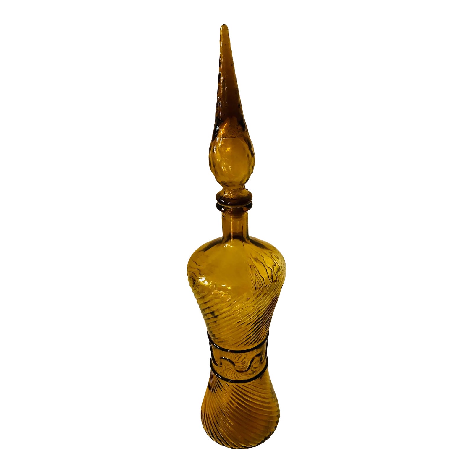 Mid-Century Modern Empoli Genie Gold Decorative Bottle and Topper ...