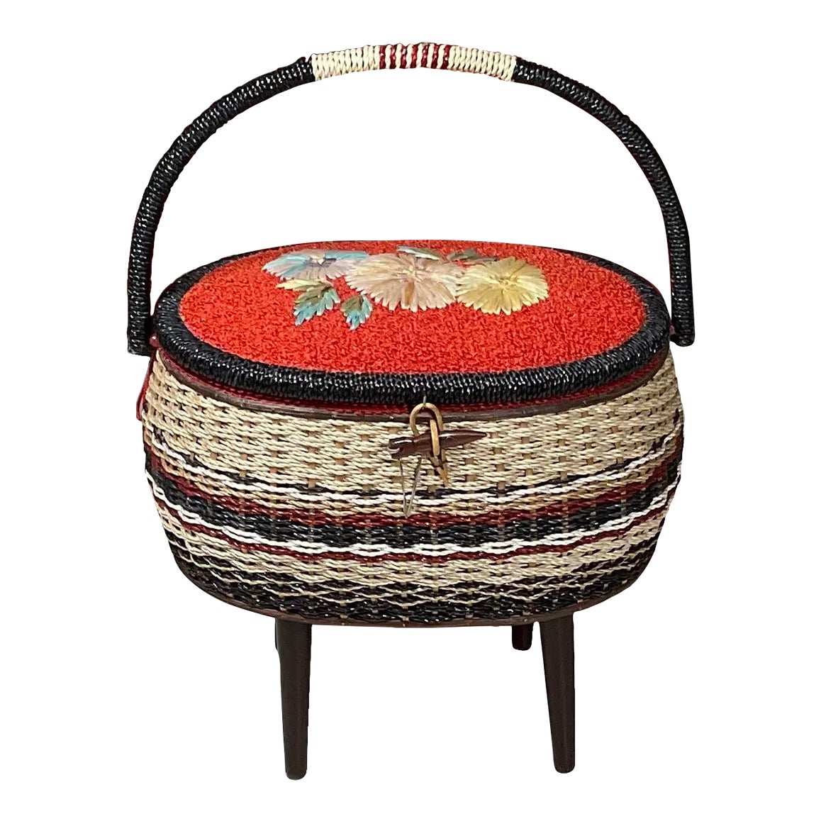 Vintage Sewing Basket Mid Century Design | Chairish