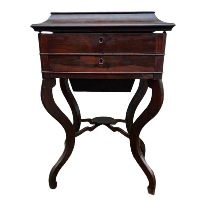 Early 20th Century Antique Federal Rosewood Sewing Table | Chairish