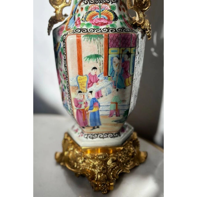 Early 19th Century Chinese Rose Canton Vases- Set of 2 | Chairish