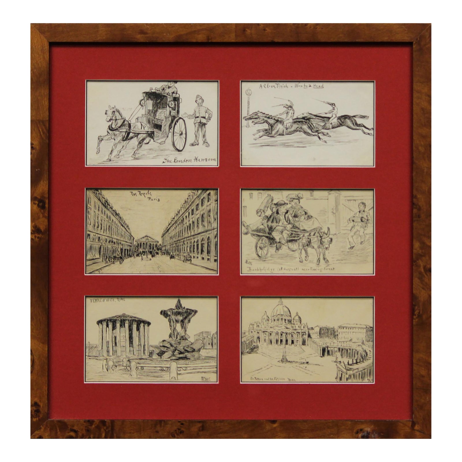 1910s Six Postcard Drawings | Chairish