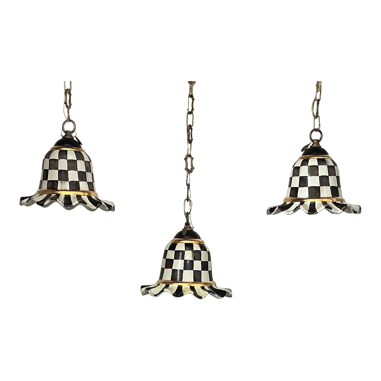 Authentic MacKenzie-Childs Courtly Check Pendant Lights | Chairish