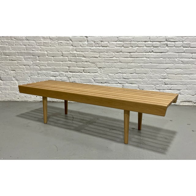Mid Century Modern Styled Handmade Oak Slat Bench / Coffee Table | Chairish