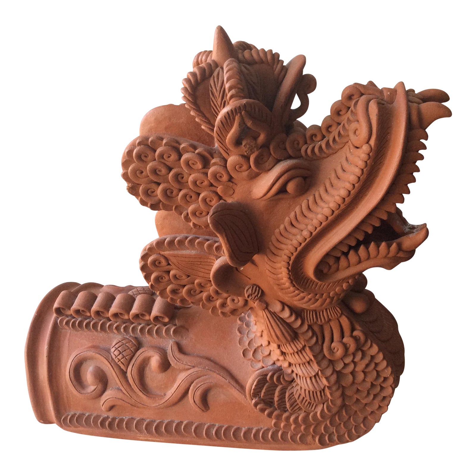 Contemporary Terra-Cotta Rooftop Dragon Gargoyle | Chairish