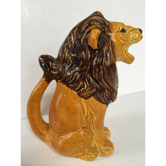 Hollywood Regency Mid-Century Roaring Hand Painted Lion Pitcher - Made ...