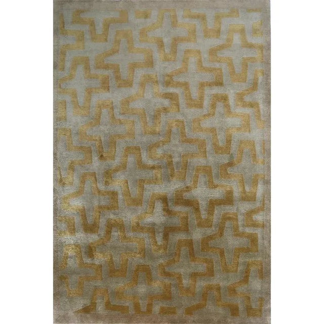 Handwoven Modern Nepali Style Area Rug 6'0'' X 8'10" | Chairish